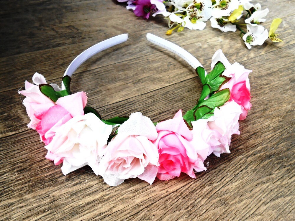 Rose Flower Headband Fabric Roses Hair Piece Floral Head Band - Etsy