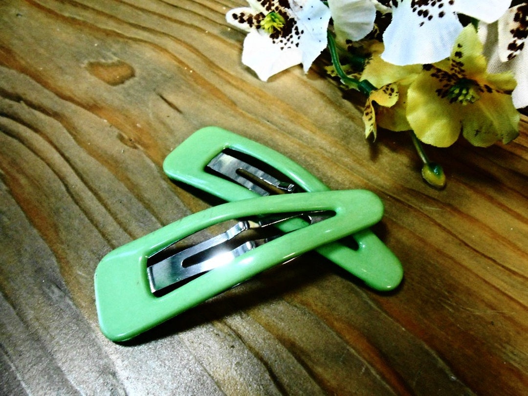 Snap Hair Green Clip 4 Pieces Set French Style Hairpins Hair Clips Pin ...