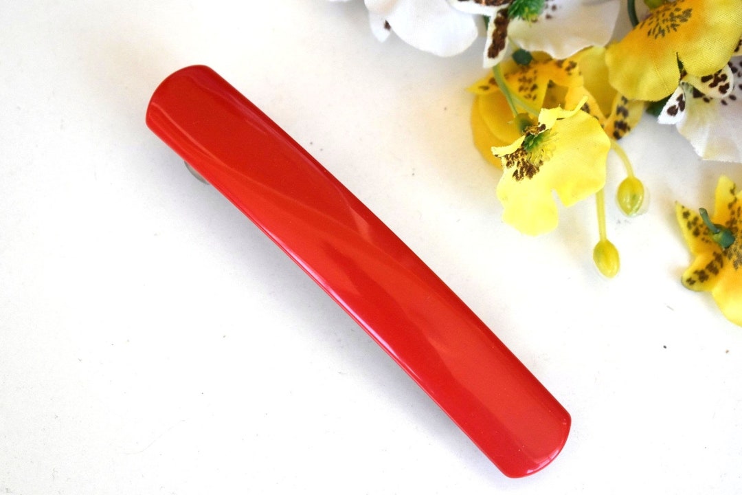Hair Barrette Scarlet Red Acrylic Plastic Hair Pin Clip Barettes Hair ...