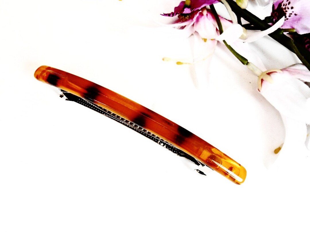 Hair Barrette Orange Brown Hair Pin Clip Barettes Hair Barretts Acrylic ...