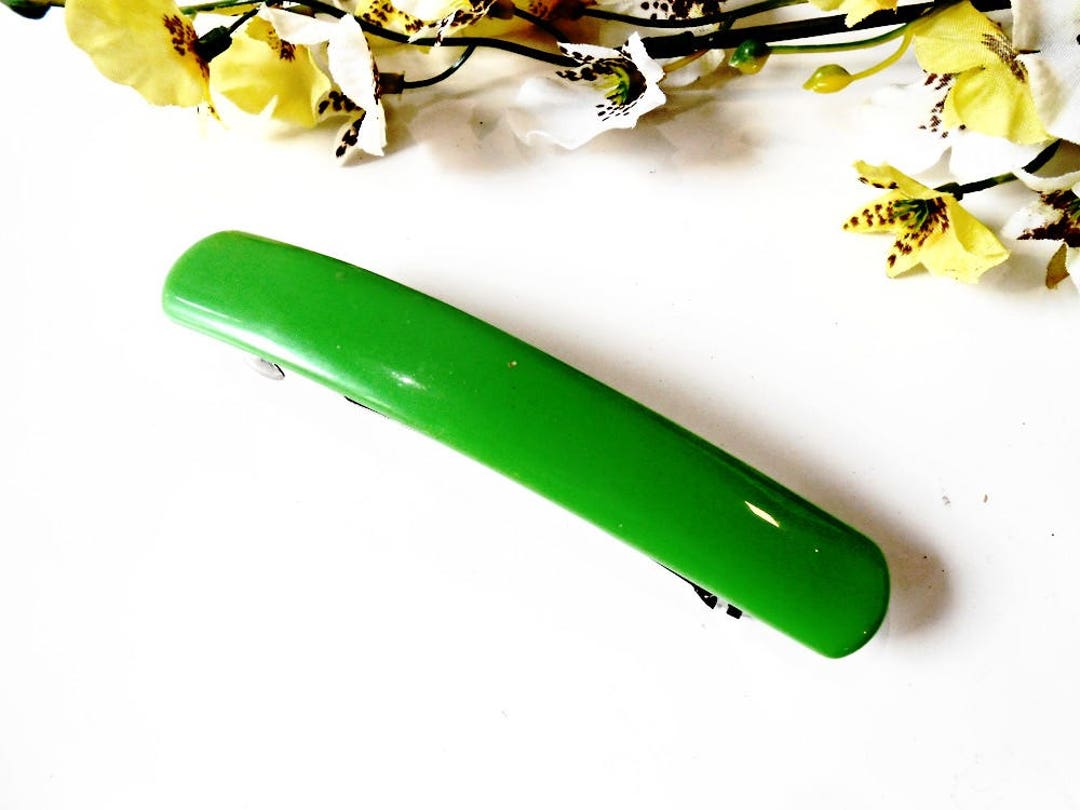 Hair Barrette Green Acrylic Celluloid Acetate Plastic Hair Pin Clip ...