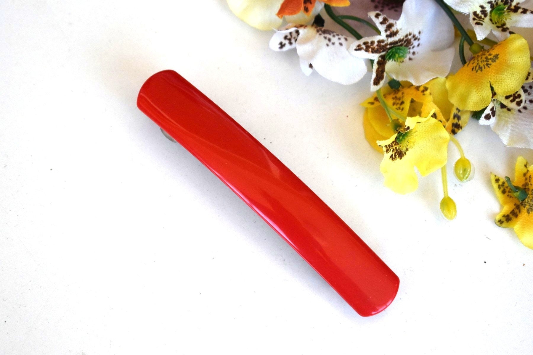 Hair Barrette Scarlet Red Acrylic Plastic Hair Pin Clip Barettes Hair ...