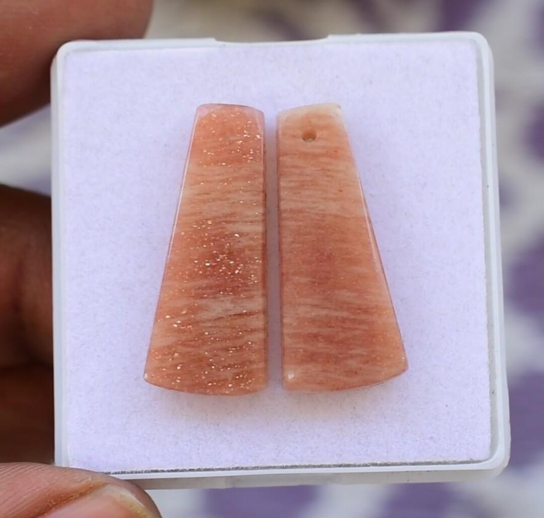 Peach Moonstone Sparkle Cab | Matching Pair Stone - Etsy