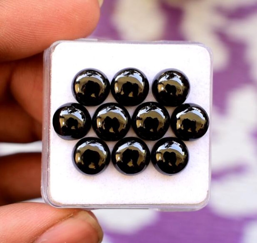 Black Spinel Round 8 Mm Gemstone, High Quality Flat Back Black Spinel ...