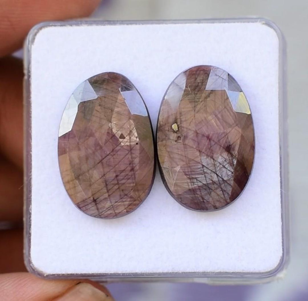 Natural Silky Sapphire Pair: Rose Cut Cabochon Gemstones, 19x13mm - Etsy