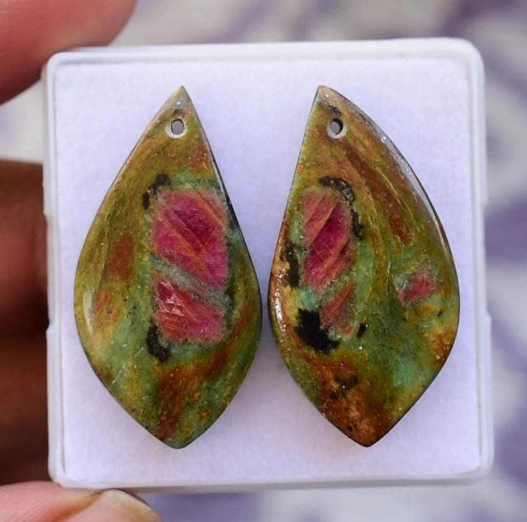 Natural Ruby Fuchsite Drilled Pair – Artisan Jewelry Stones - Etsy