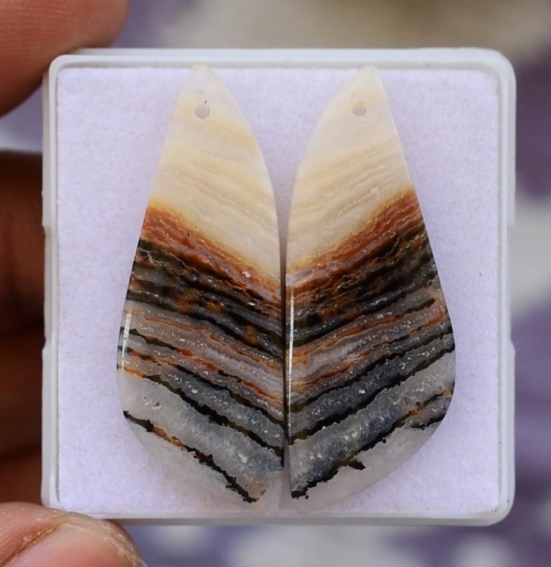 Natural Banded Agate Gemstone Jewelry Pair - Etsy