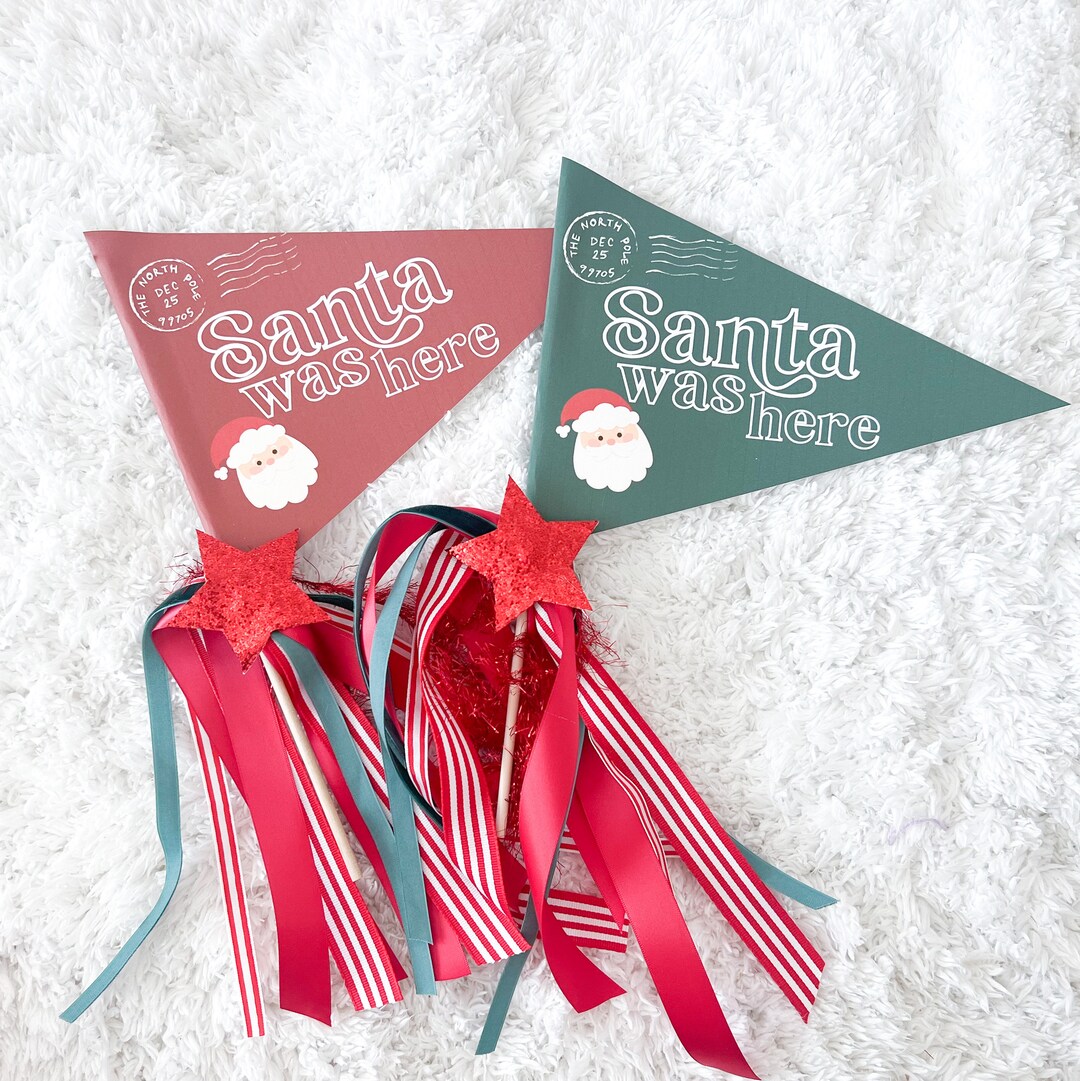 Santa Was Here Christmas Pennant Flag - Etsy