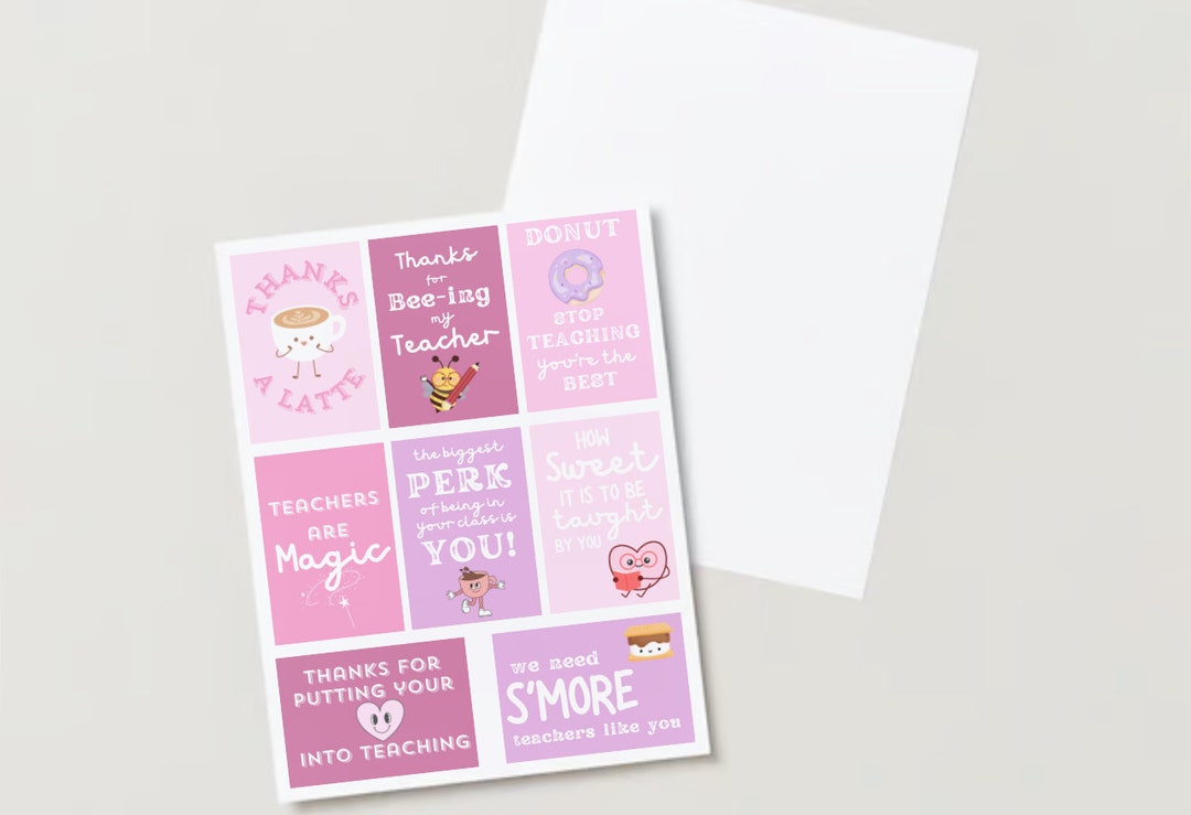 Valentines for Teachers Printable Cards - Etsy
