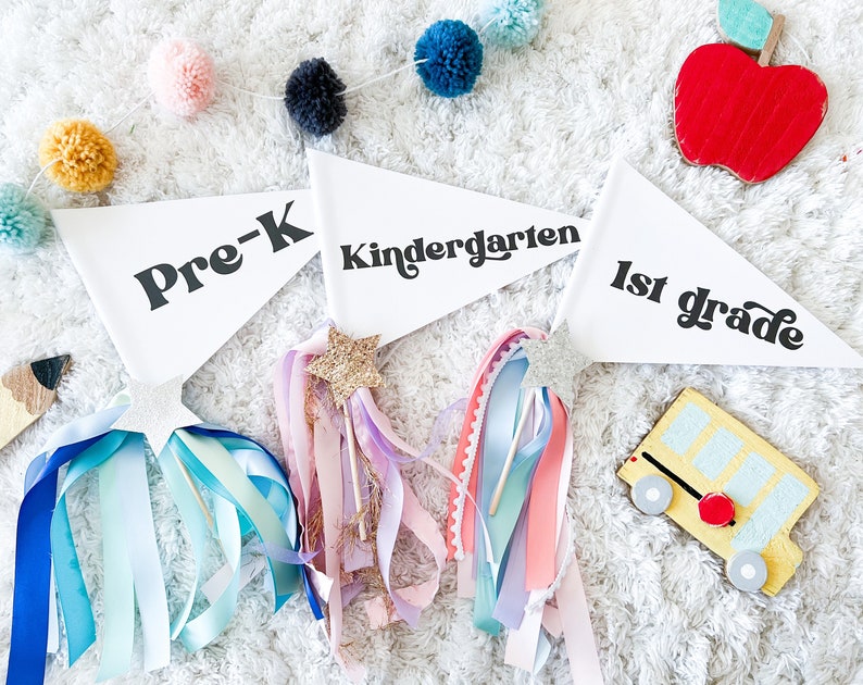 First Day of School Grade Pennant Flag - Etsy