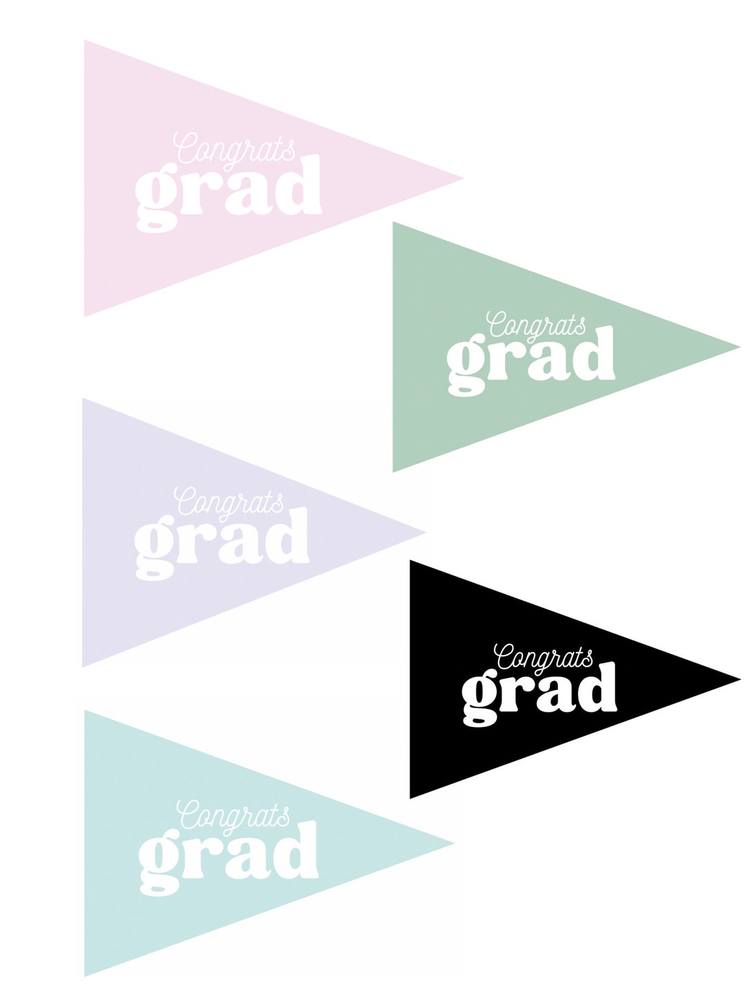 Congrats Grad Pennant Flags Printable Pack - Etsy