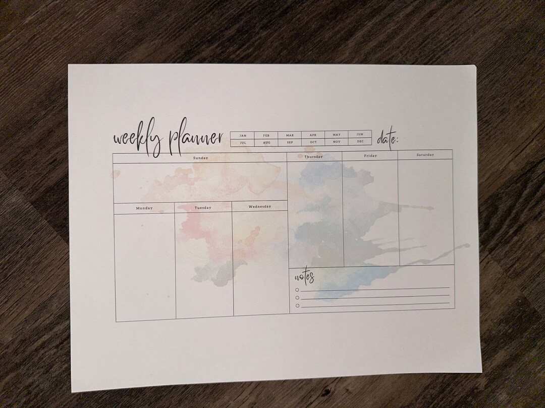 Watercolor Weekly Planner: Rainbow Color Splatter (digital Download) - Etsy