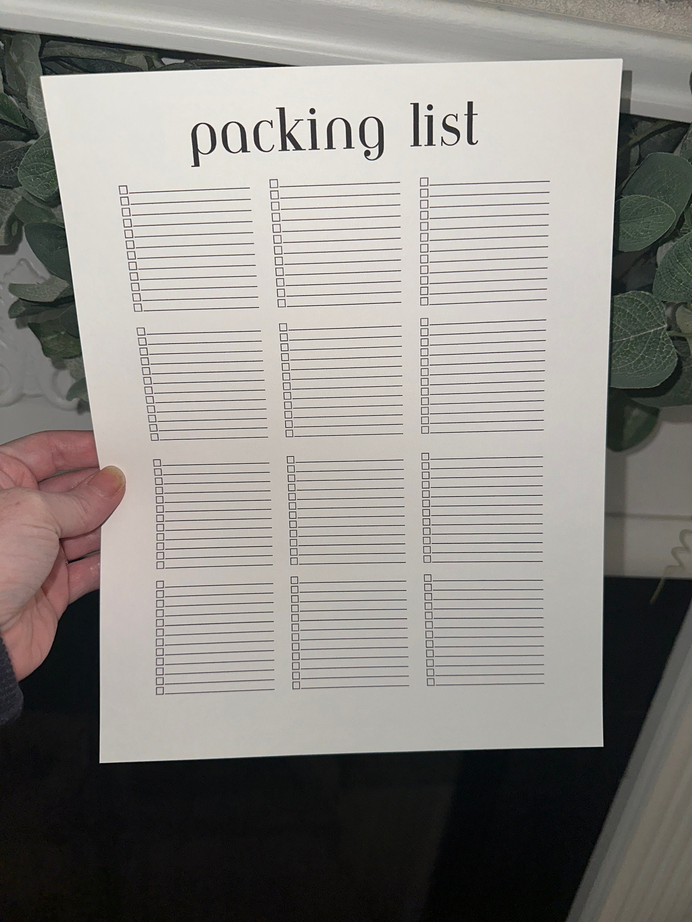 Blank Packing List: Travel Checklist (PDF Download) - Etsy