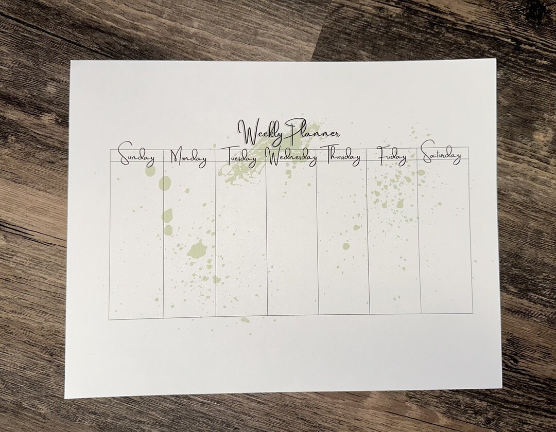 Weekly Planner, Planning, Color Splatter Planner, Sunday Through ...