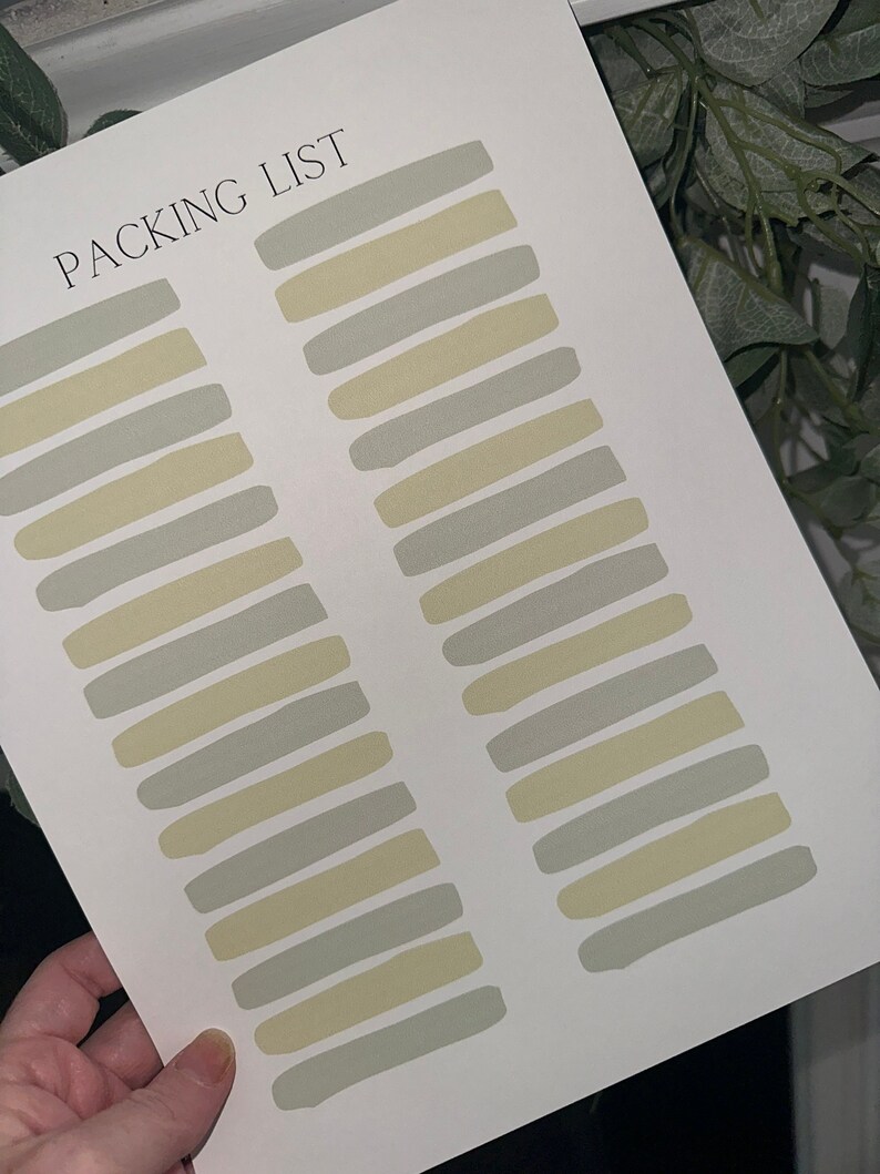 Blank Packing List: Travel Checklist (PDF Download) - Etsy