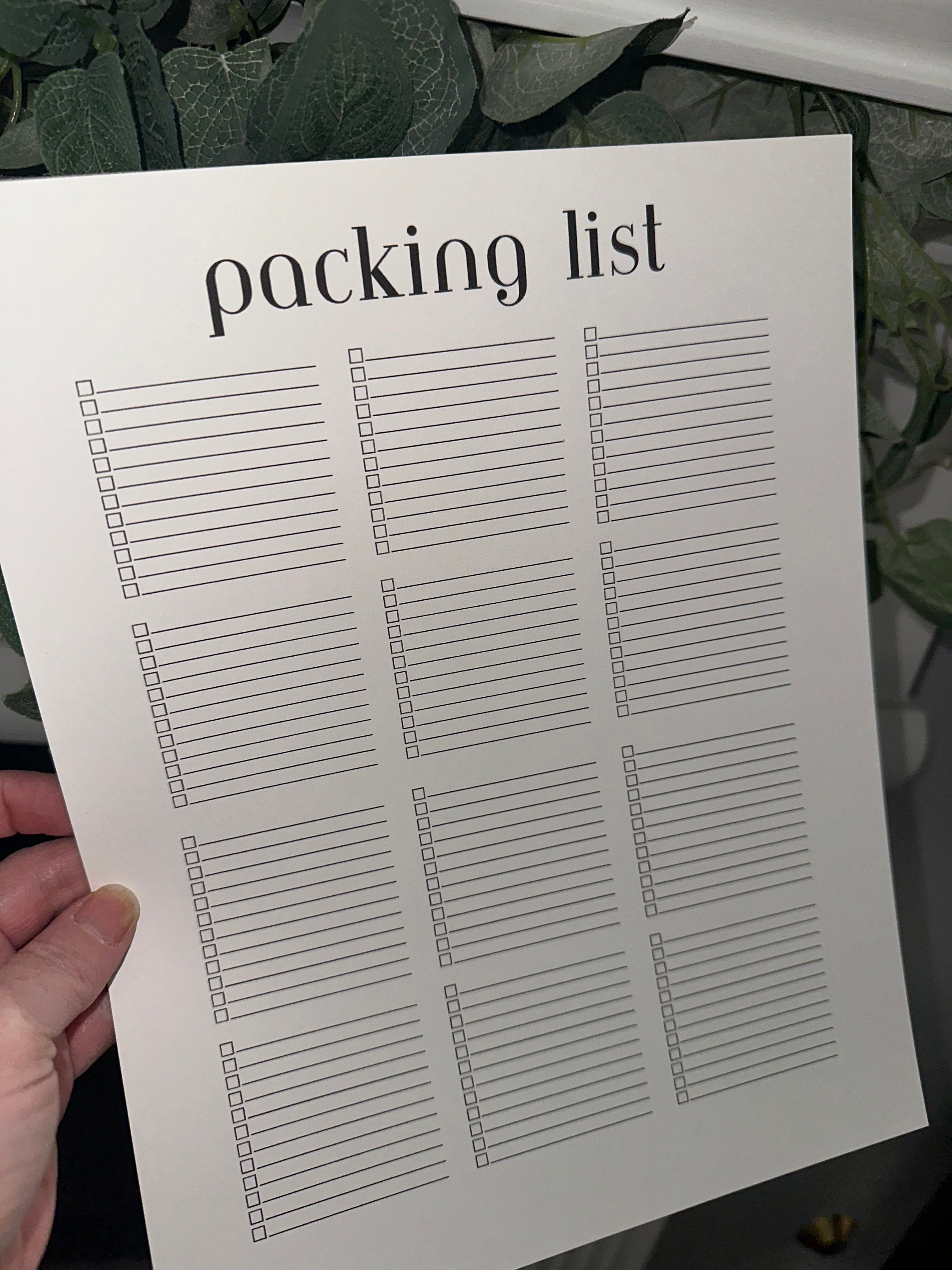 Blank Packing List: Travel Checklist (PDF Download) - Etsy