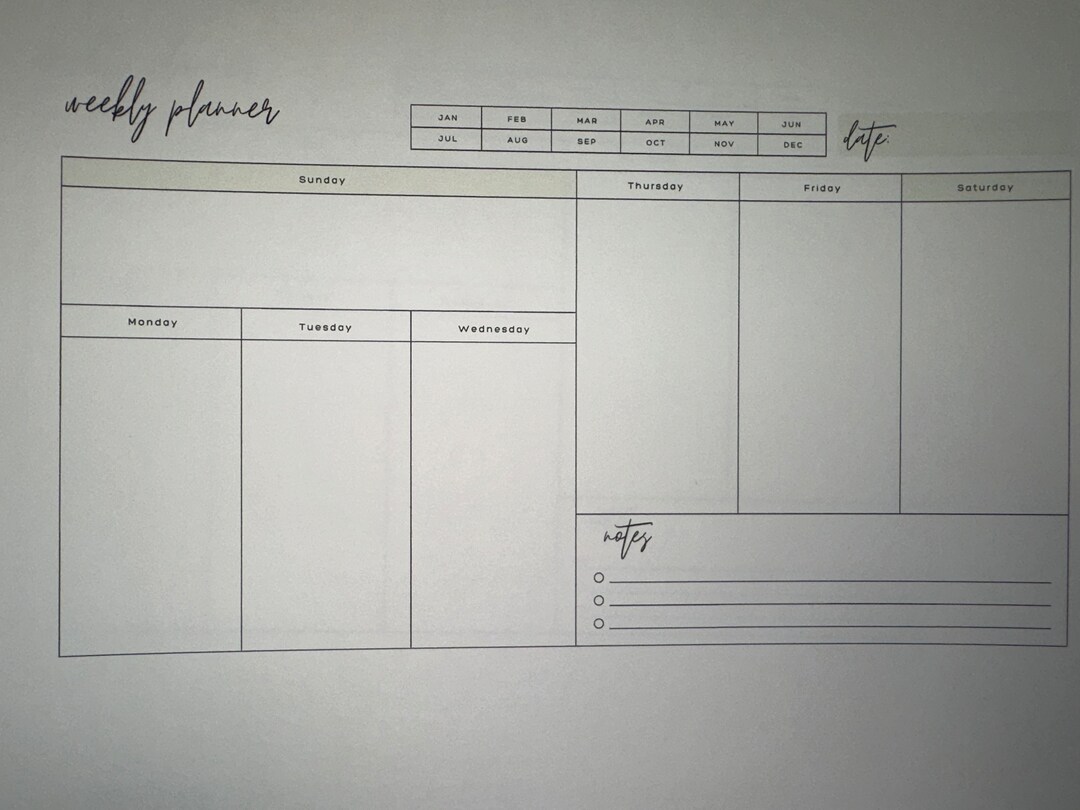 Minimalist Weekly Planner Printable (digital Download) - Etsy