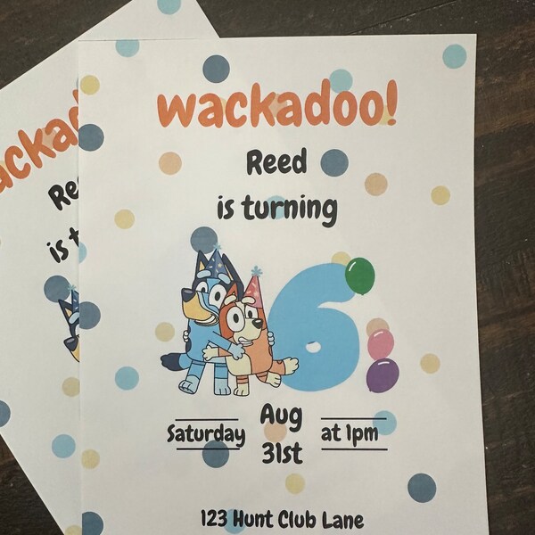 Bluey 6th Birthday Invite - Etsy