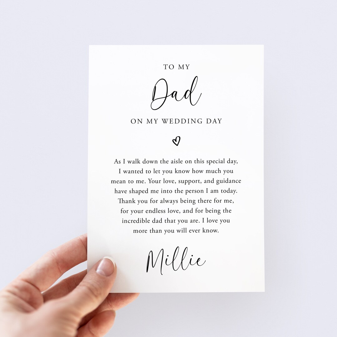 Personalised to My Dad on My Wedding Day Card, Custom Wedding Morning ...
