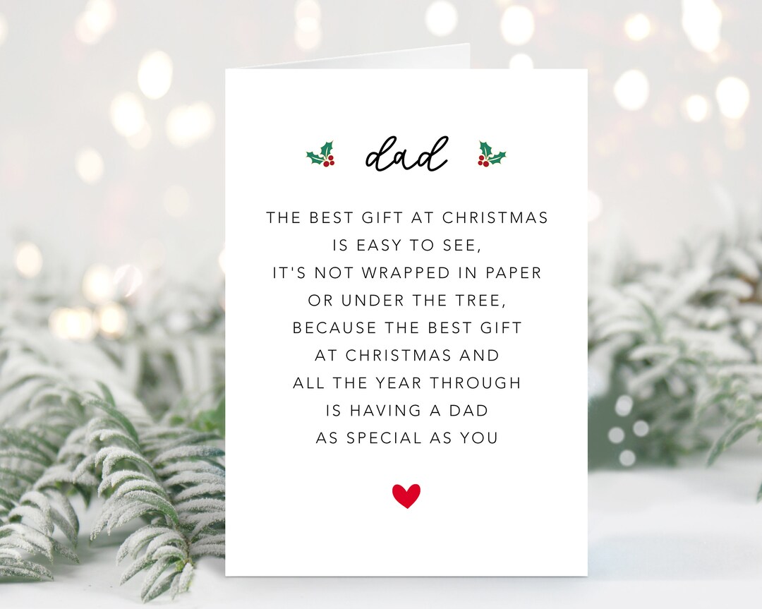 Best Gift at Christmas Dad Poem Card, Christmas Card From Son, Daughter ...