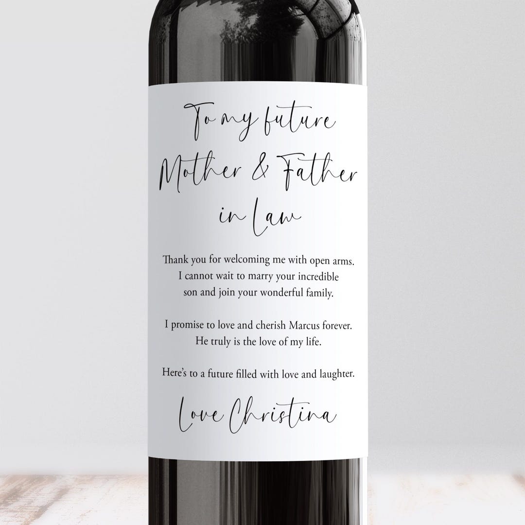 Personalised to My Mother & Father in Law Wine Label, Parents of the ...