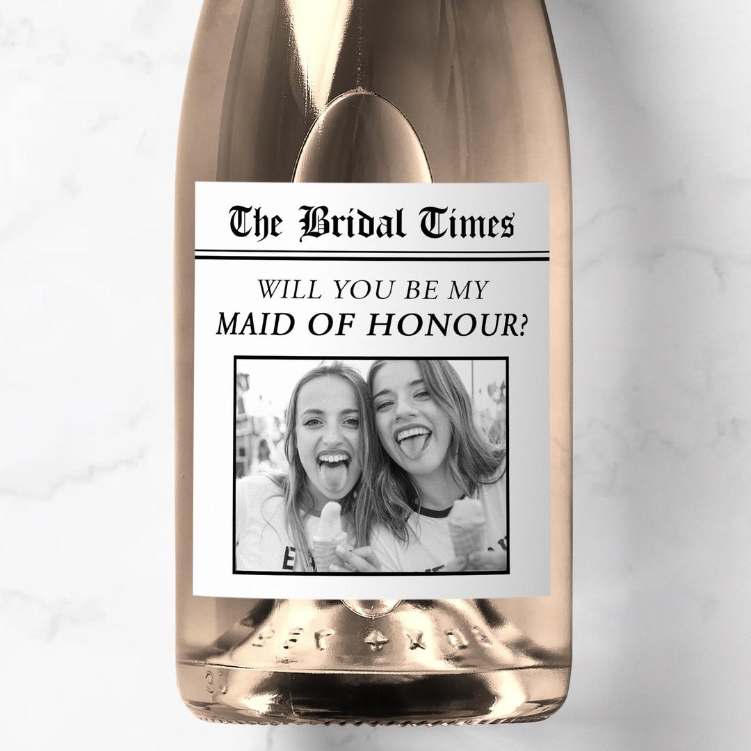 Personalised Wedding Newspaper Maid of Honour Photo Proposal Prosecco ...