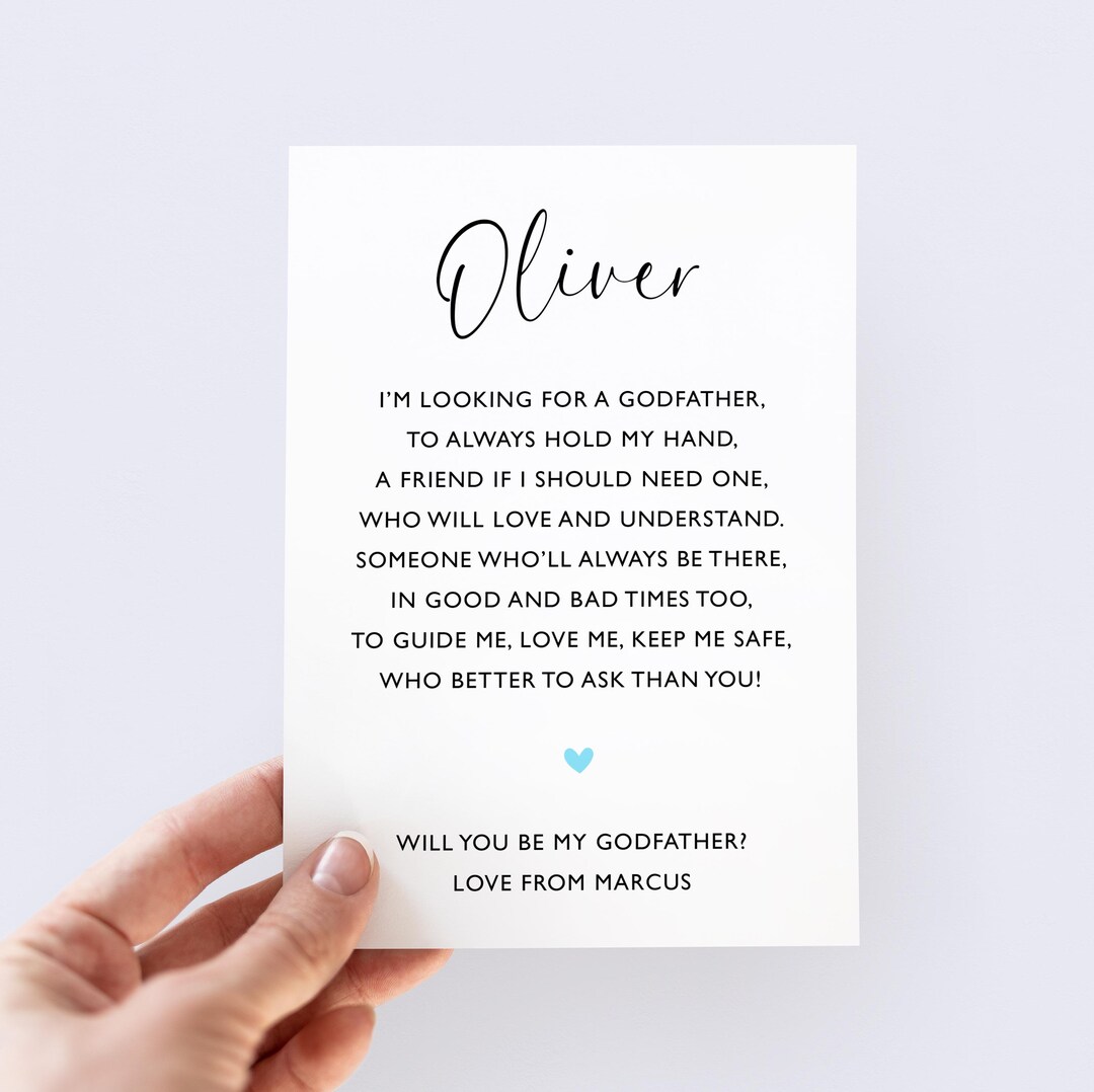 Personalised Godfather Proposal Card, Keepsake Friend Godfather ...