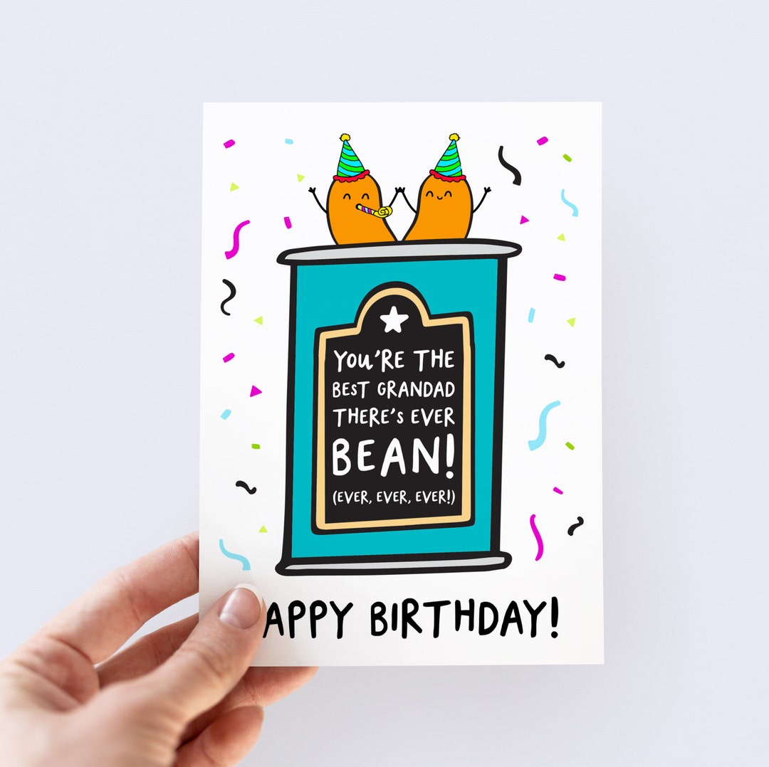 You're the Best Grandad There's Ever Bean Birthday Card, Funny Pun ...