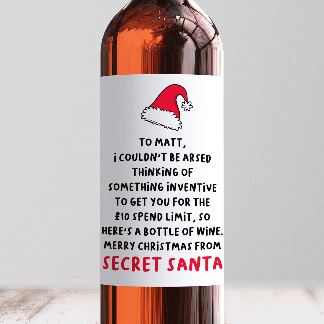 Personalised Secret Santa Wine Label Funny Work Colleague - Etsy