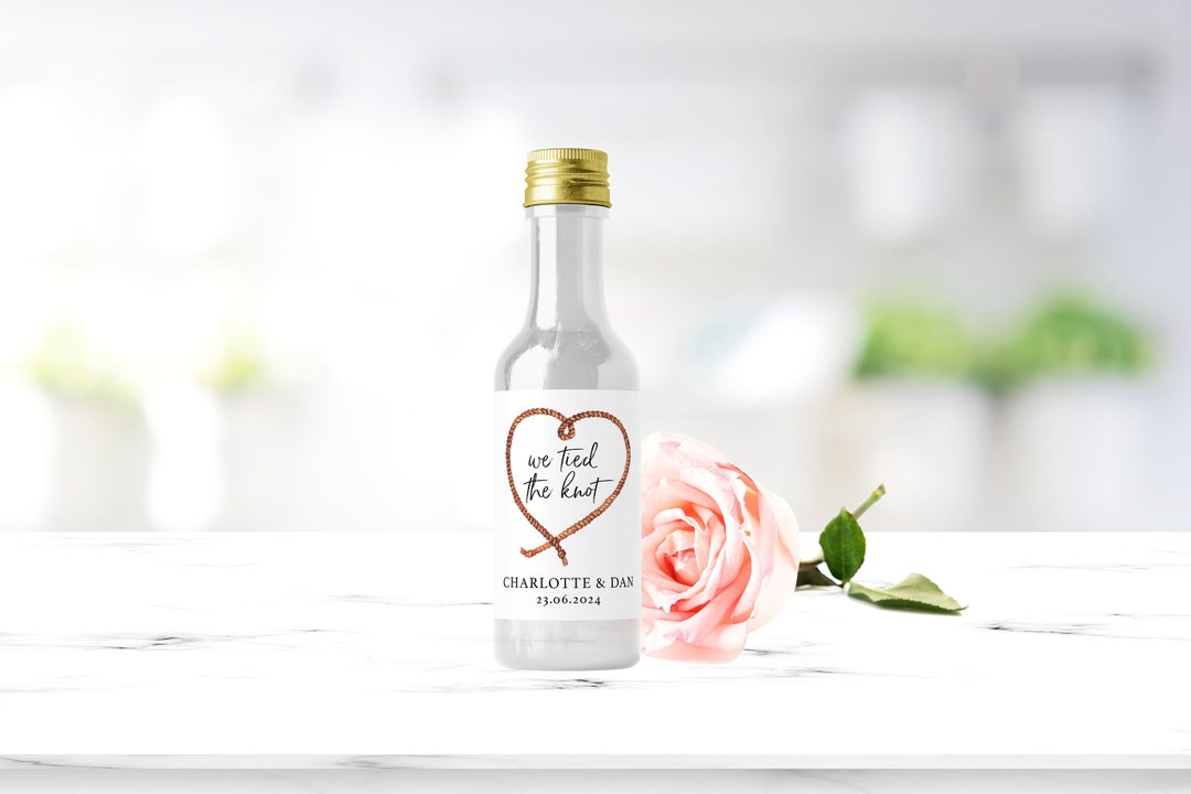 We Tied the Knot Mini Spirit Shot Alcohol Label, Personalised Wedding ...