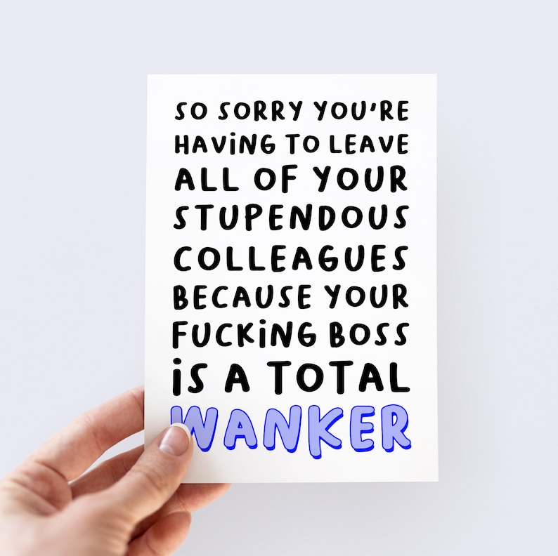 Rude Leaving Card Wanker Boss Card Sorry You're Leaving - Etsy