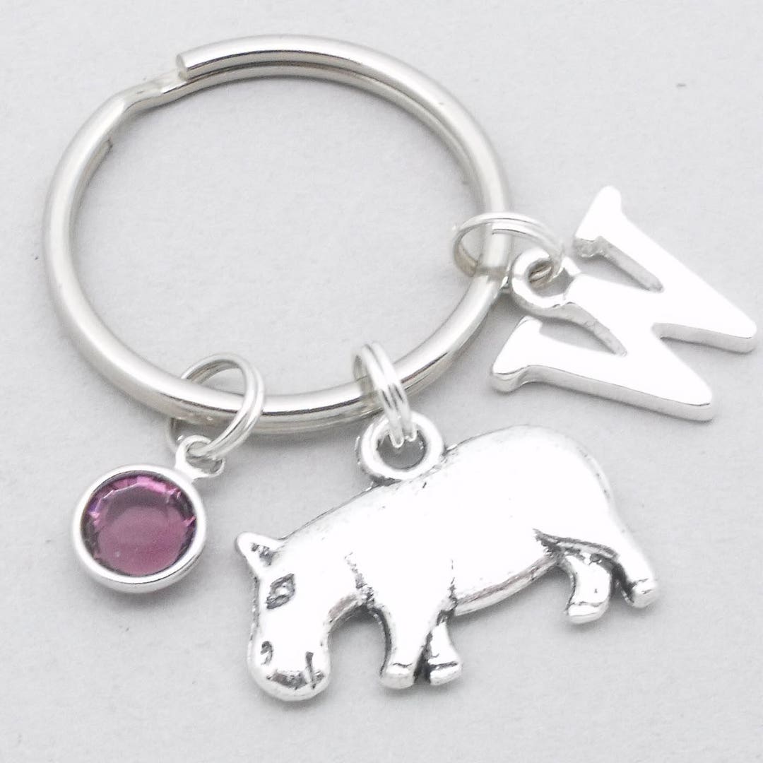 Hippo Monogram Keyring Hippo Keychain Personalised Hippo Keyring Hippo ...