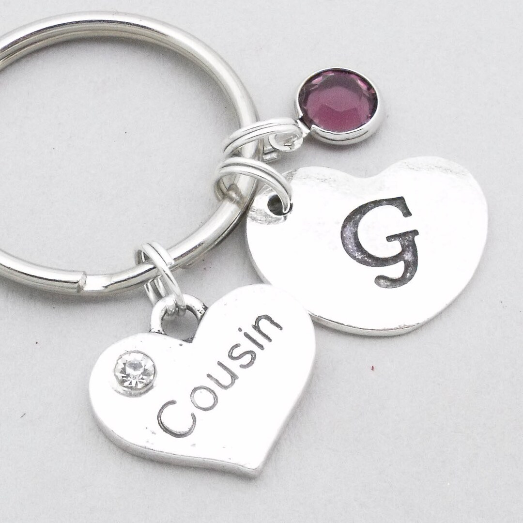 Cousin Keyring With Heart Initial Cousin Keychain Personalised Cousin ...