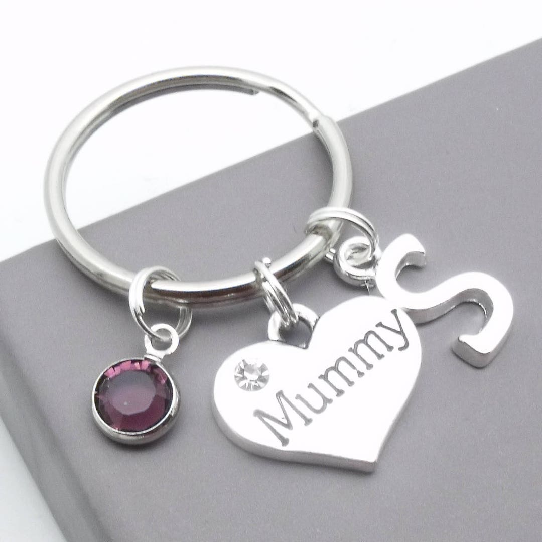 Mummy Monogram Initial Heart Keyring Mummy Keychain Personalised Mummy ...