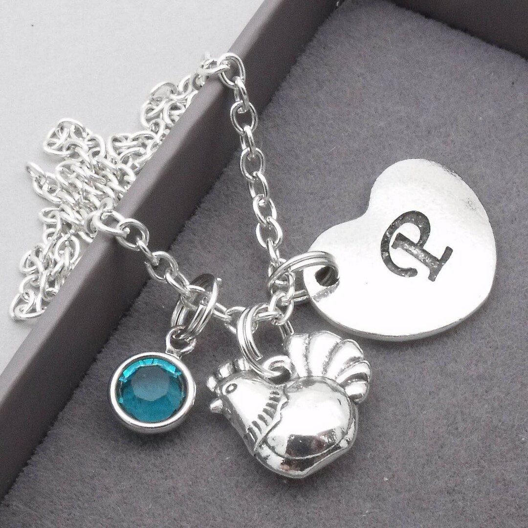 Hen Heart Initial Necklace Chicken Necklace Hen Pendant - Etsy