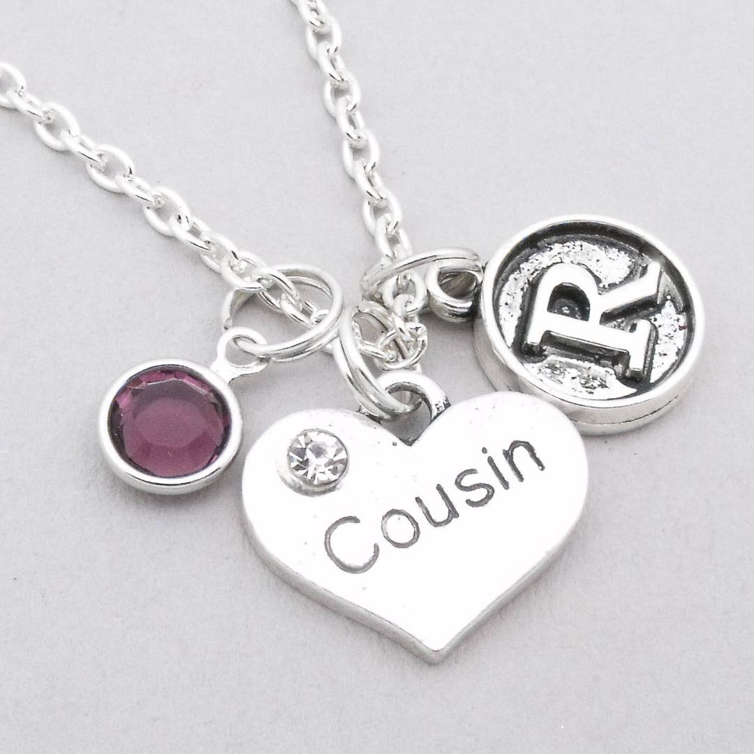 Cousin Necklace With Vintage Style Initial Cousin Pendant Personalised ...