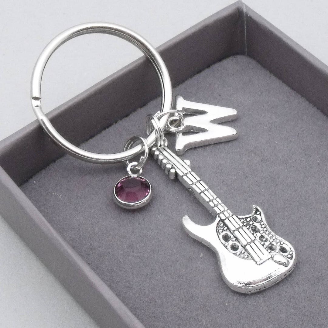 Electric Guitar Monogram Keyring Electric Guitar Keychain Personalised ...