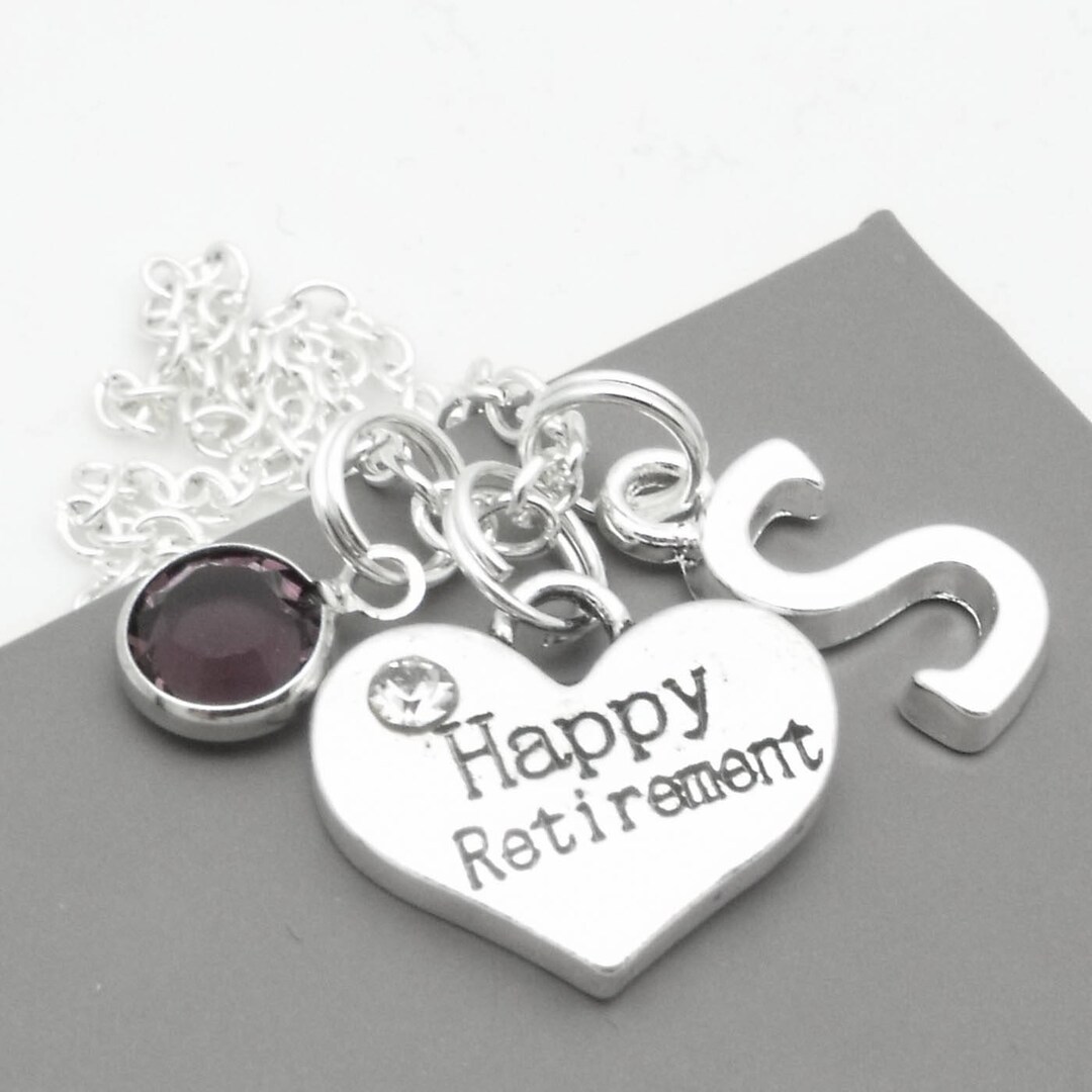 Happy Retirement Monogram Initial Necklace Retirement Pendant ...