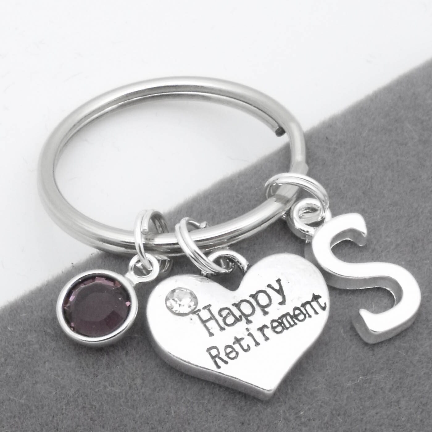 Happy Retirement Monogram Heart Keyring Retirement Keychain - Etsy UK