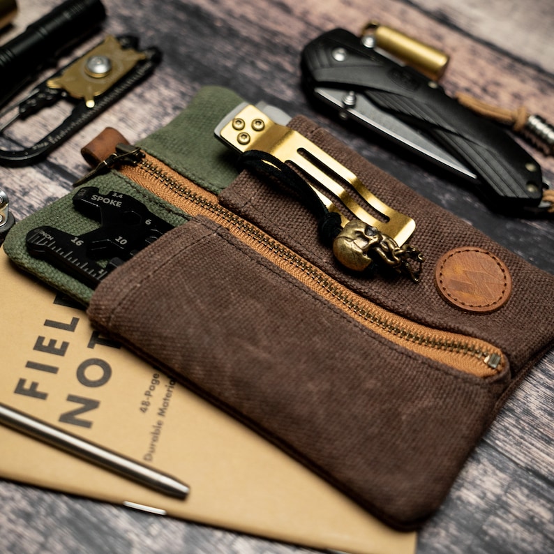 WOLFSTONE Compact 4x6" EDC Pouch in Waxed Canvas - Personalizable ...