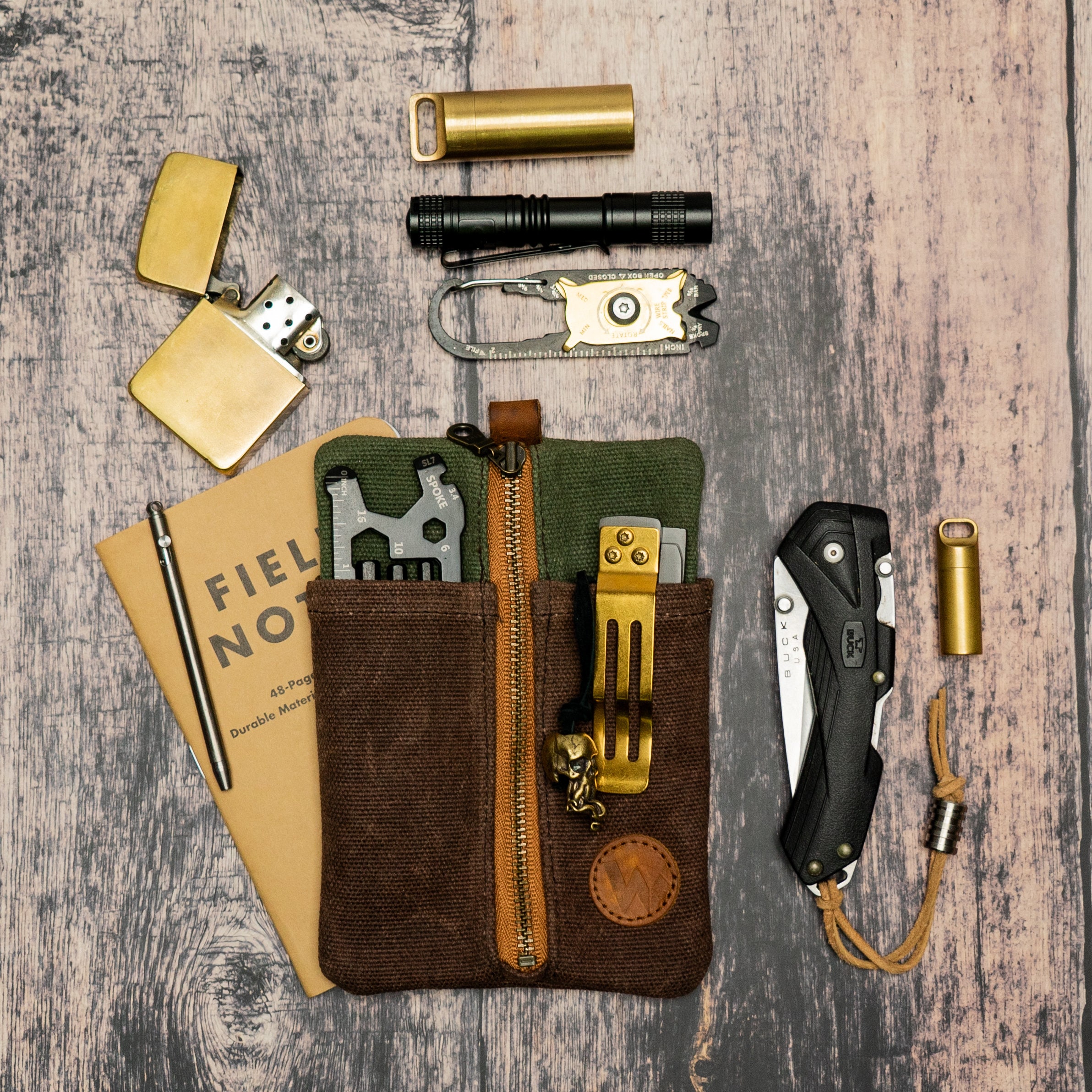 WOLFSTONE Compact 4x6" EDC Pouch in Waxed Canvas - Personalizable ...