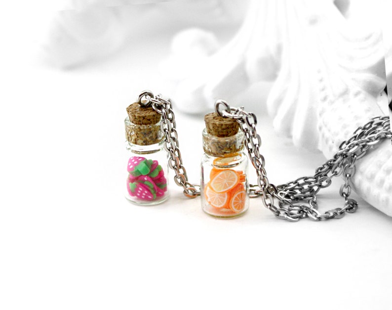 Polymer Clay Charms Mini Bottle Necklace Glass Bottle Jewelry - Etsy