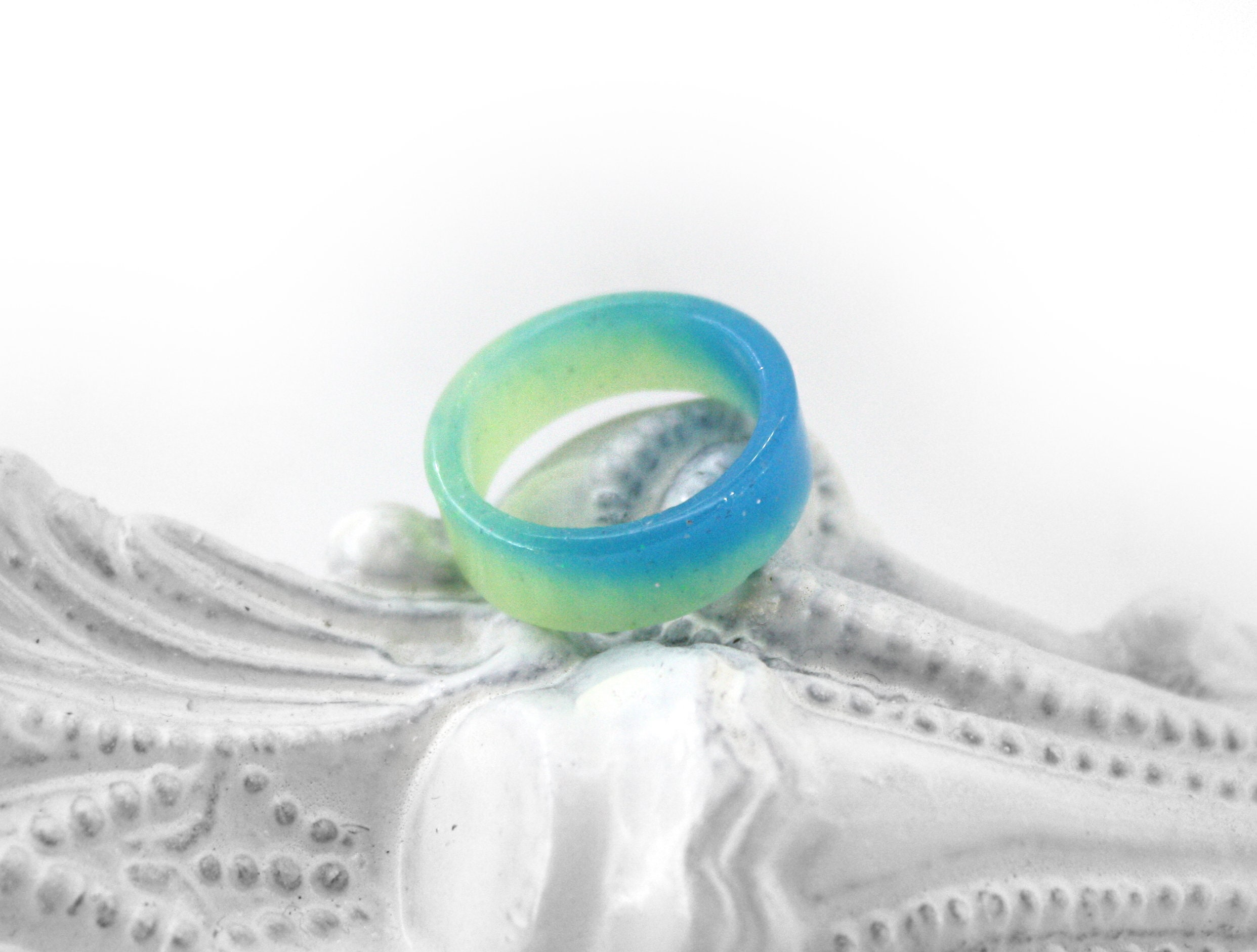 6 Glow in the Dark Ring Green Resin Ring Glowing Ring Glow Ring Glowing ...