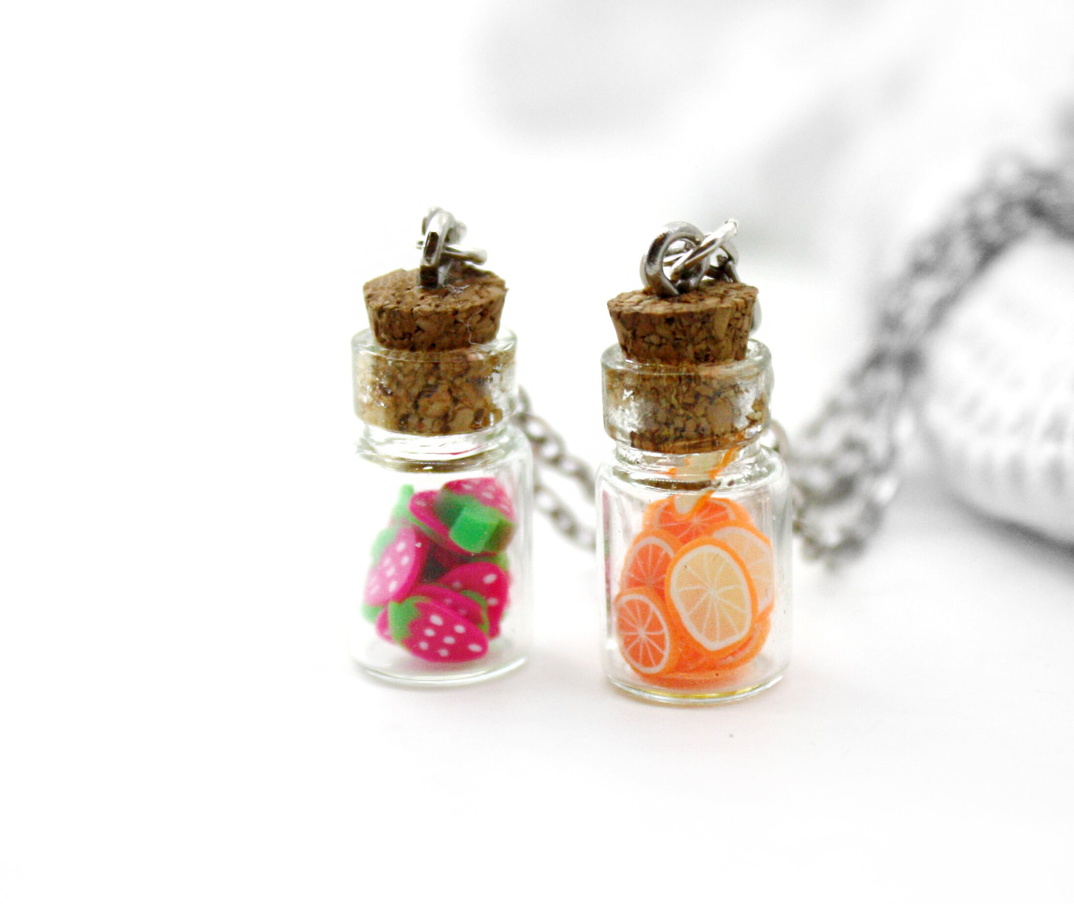 Polymer clay charms Mini bottle necklace Glass bottle jewelry | Etsy