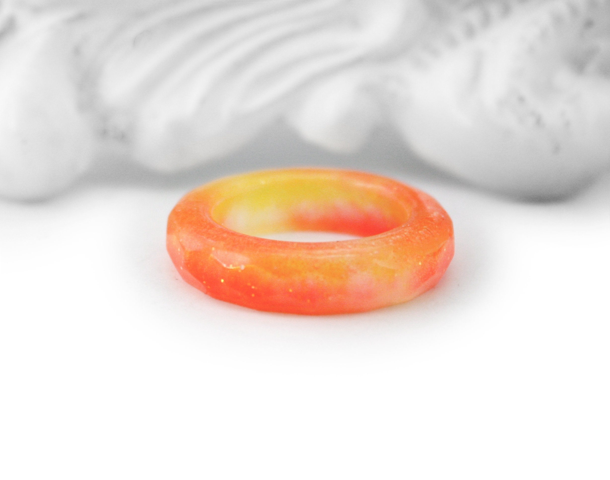 8 Glow in the Dark Ring Orange Resin Ring Glowing Ring Glow - Etsy
