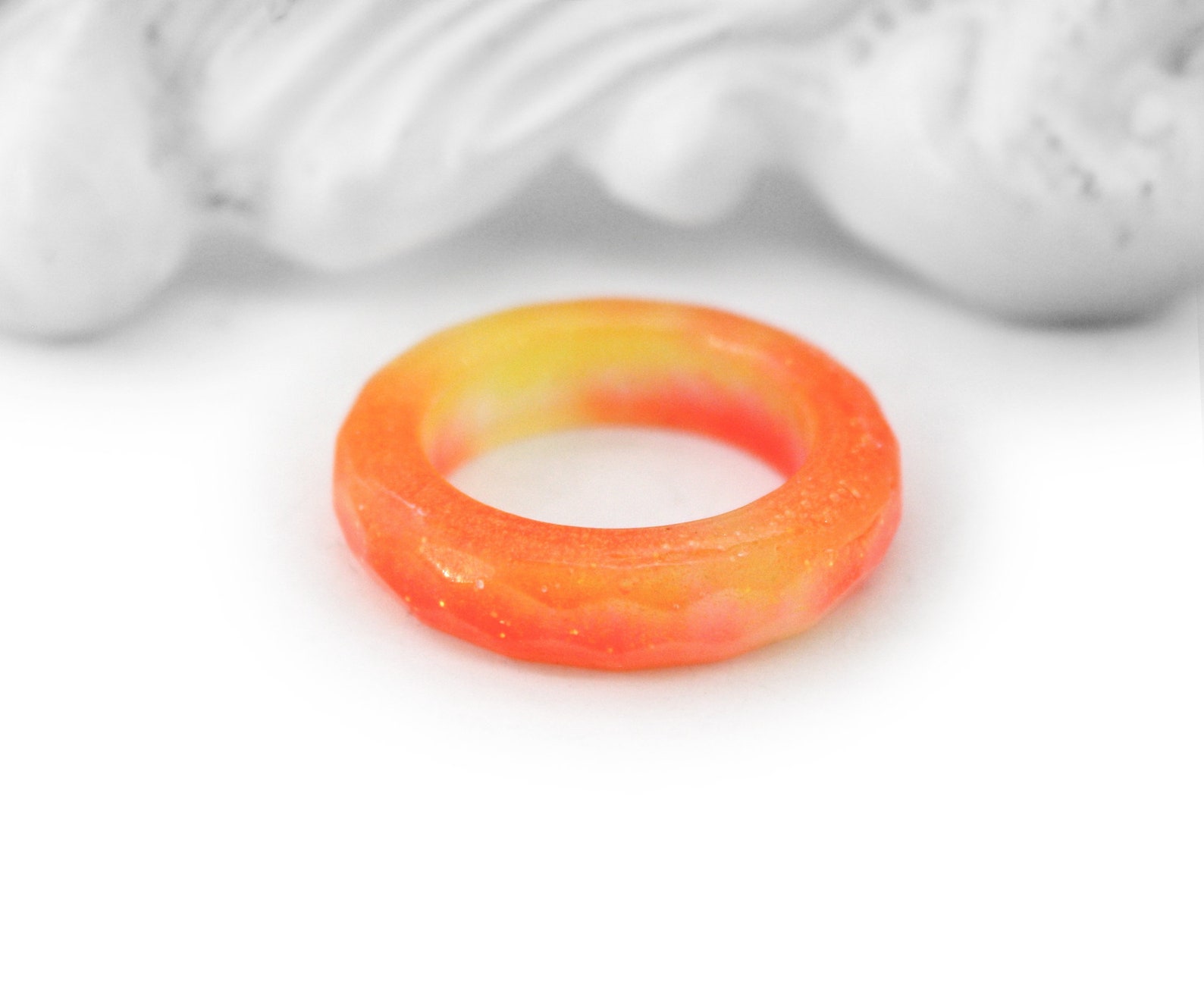 8 Glow in the Dark Ring Orange Resin Ring Glowing Ring Glow - Etsy