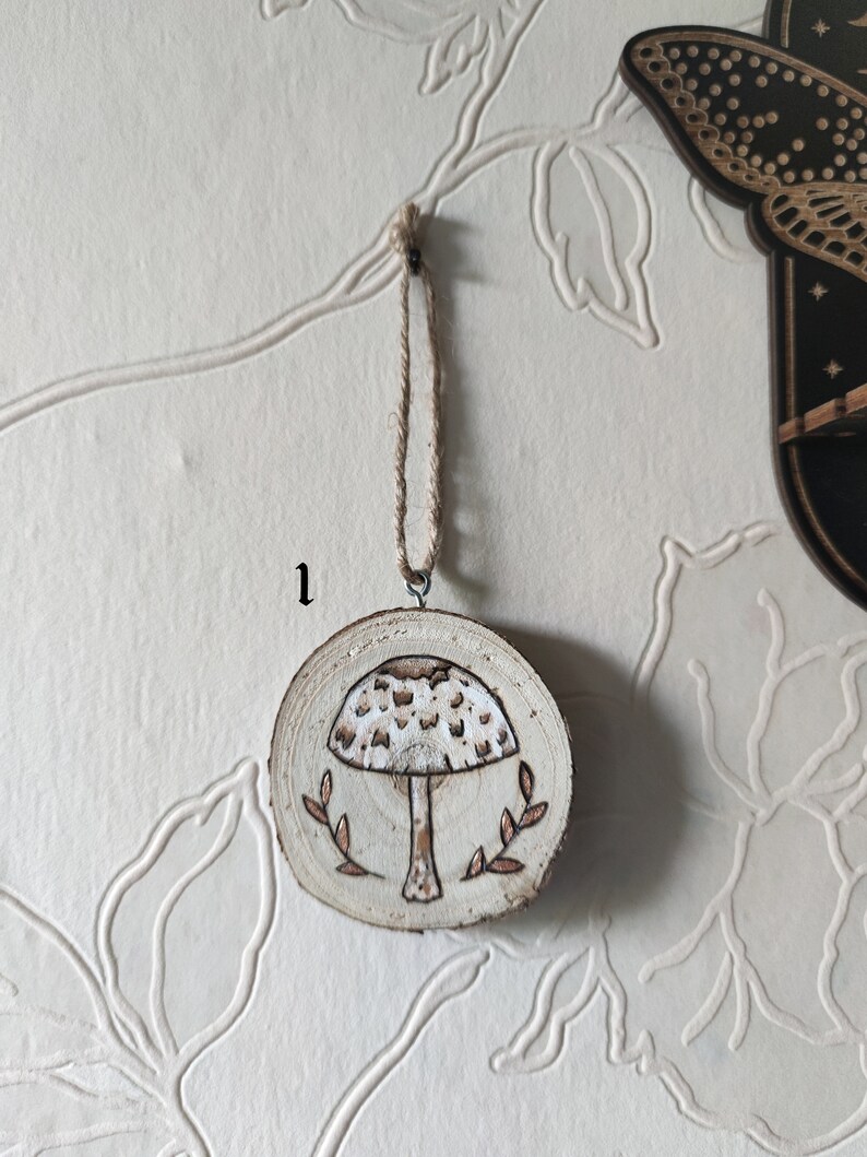 Pyrography Art | Mushroom Wall Decor | Wood Cut Ornaments - Etsy