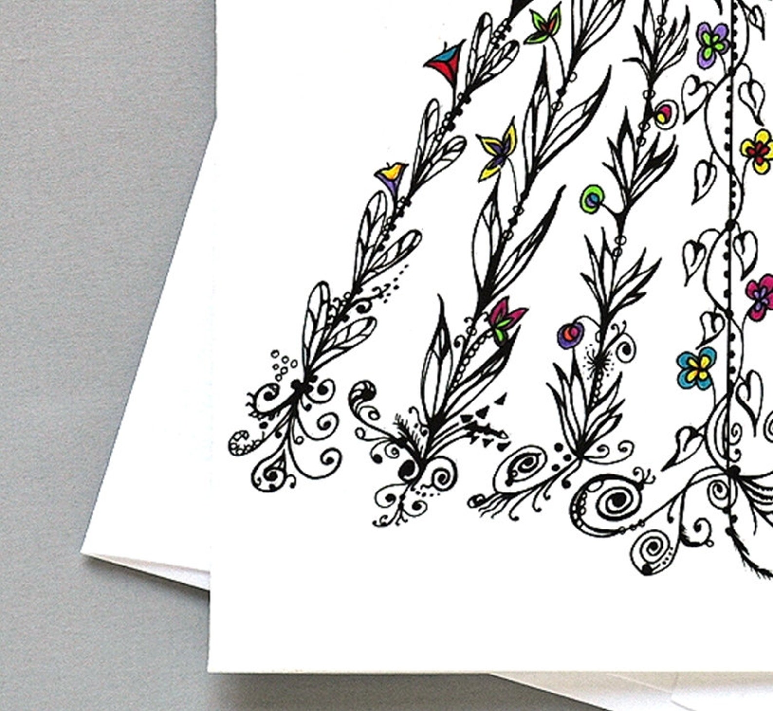 Unique Christmas or Holiday Card, Handmade Pen and Ink Botanical Art ...