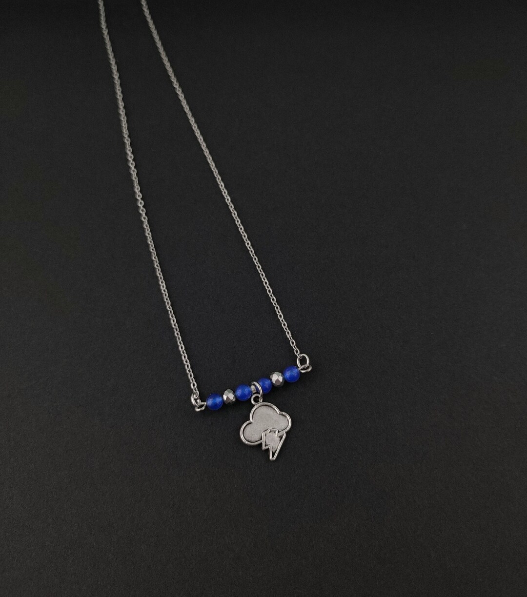 Silver Lightning Storm Necklace Sky Blue Heartbreak Weather Necklace ...