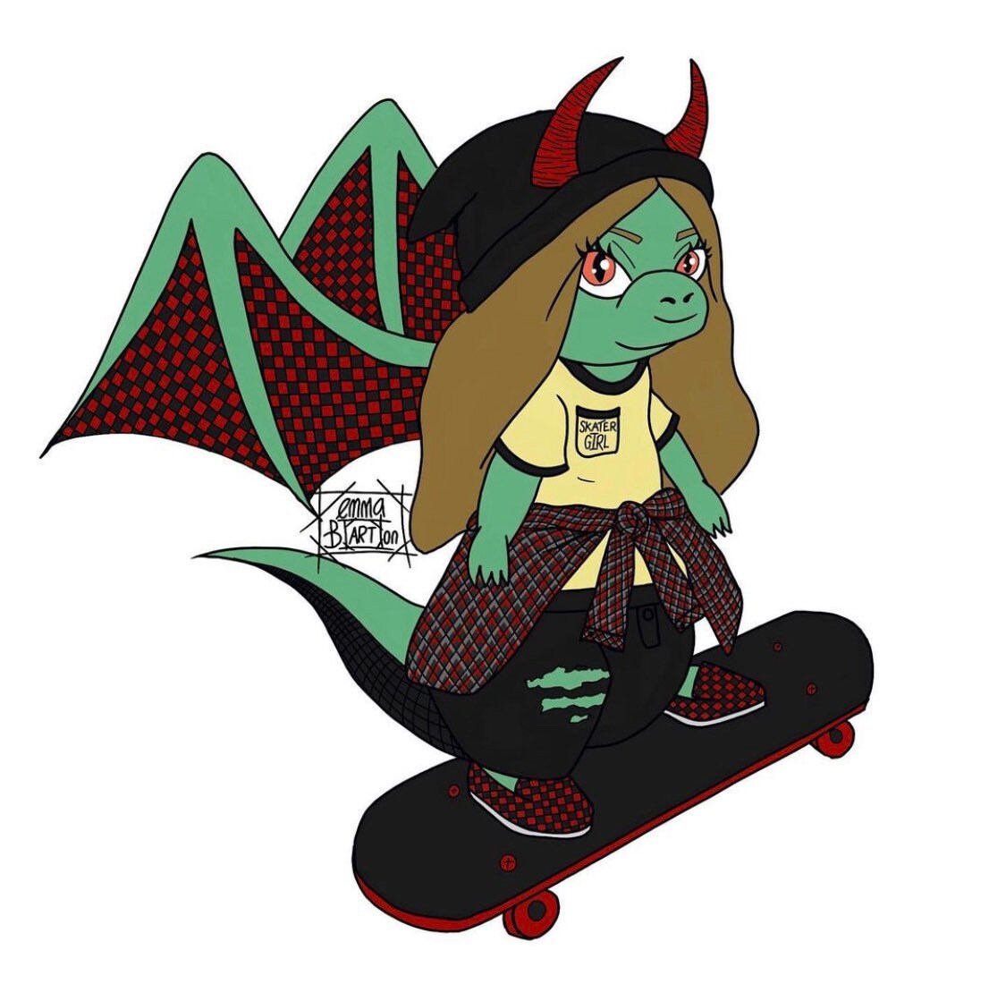Skater Dragon Art Print &stickers - Etsy Hong Kong